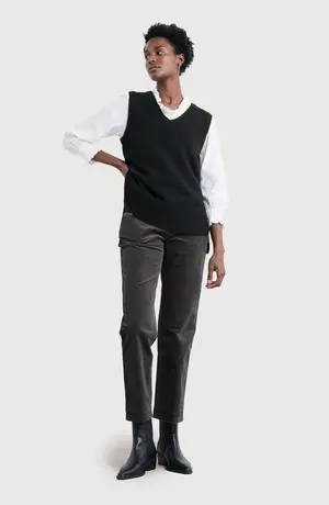 SEASALT CORNWALL Crackington Sailor Button Crop Pull-on Pants - Coal