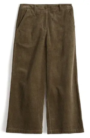 SEASALT CORNWALL Asphodel Crop Wide-leg Corduroy Pants - Dark Seagrass