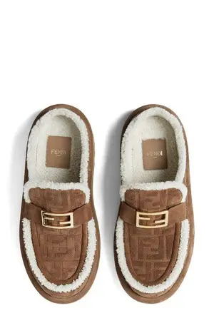Fendi Ff Logo Shearling Lined Clog