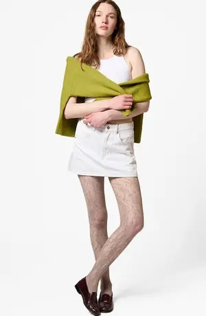 STEMS Aria Floral Fishnet Tights - Grey