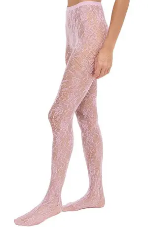 STEMS Aria Floral Fishnet Tights - Pink