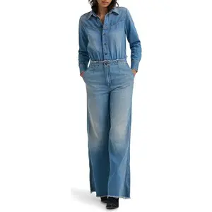 Wrangler Radiating Long Sleeve Denim Jumpsuit - Shimmerstone