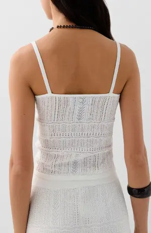 SCALPERS Pointelle Knit Top - White