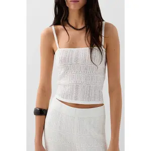 SCALPERS Pointelle Knit Top - White