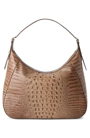 Brahmin Edie Croc Embossed Leather Shoulder Bag - Toffee