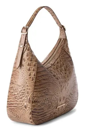 Brahmin Edie Croc Embossed Leather Shoulder Bag - Toffee