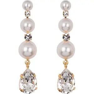 JENNIFER BEHR Corisande Faux Pearl & Crystal Drop Earrings - Crystal Pearl