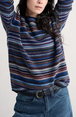 SEASALT CORNWALL Stripe Merino Wool-blend Sweater - Knit Ripple Marks Jetty Multi