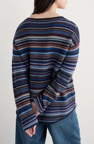 SEASALT CORNWALL Stripe Merino Wool-blend Sweater - Knit Ripple Marks Jetty Multi