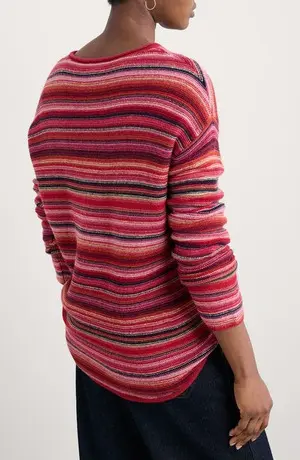 SEASALT CORNWALL Stripe Merino Wool Blend Sweater - Knit Ripple Marks Clove Multi