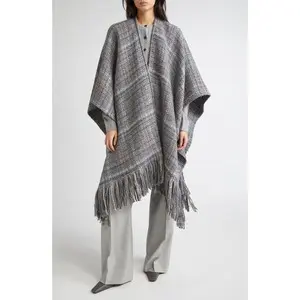 Johnstons Of Elgin Plaid Wool Cape