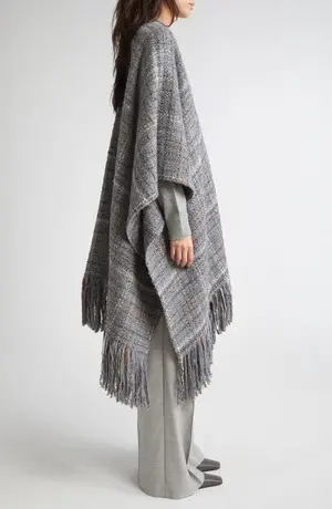 Johnstons Of Elgin Plaid Wool Cape