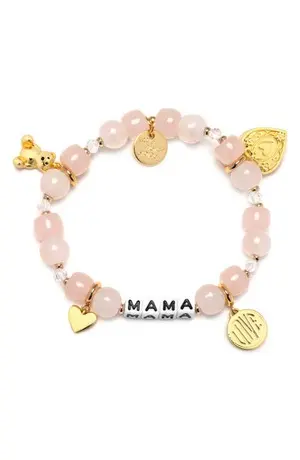 LITTLE WORDS PROJECT Mama Beaded Stretch Bracelet - White/rosewater