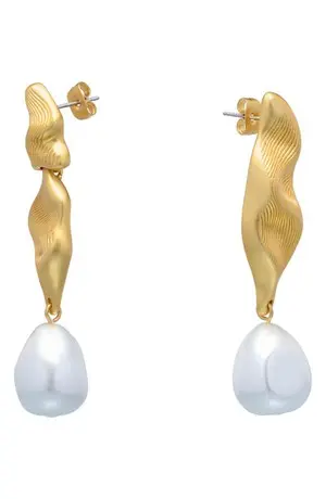 REISS Faux Pearl Drop Earrings - Gold Tone/pearl