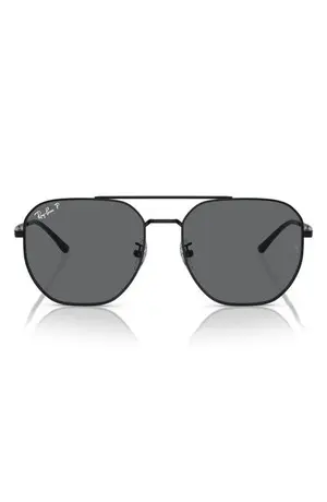 Ray-ban 59mm Polarized Irregular Sunglasses - Black/dark Grey Polar