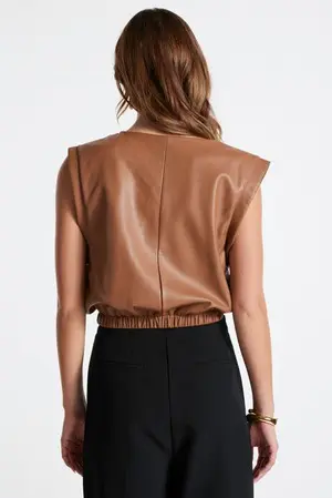 BISHOP + YOUNG Simone Leather Top - Latte