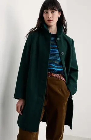 SEASALT CORNWALL Wood Cabin Longline Coat - Verte