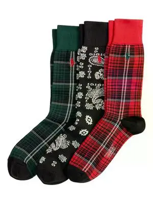 Polo Ralph Lauren Bandanna & Plaid Socks - Black