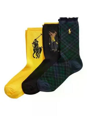Polo Ralph Lauren Combed Cotton Socks Pack Of Three - Yellow