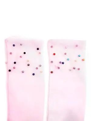 FUN FLAMINGO Embellished Sheer Socks - Pink