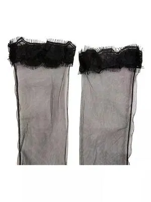 FUN FLAMINGO Lace-trimmed Sheer Socks - Black