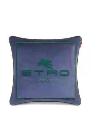 Etro Embroidered Pegaso Cushion - Blue