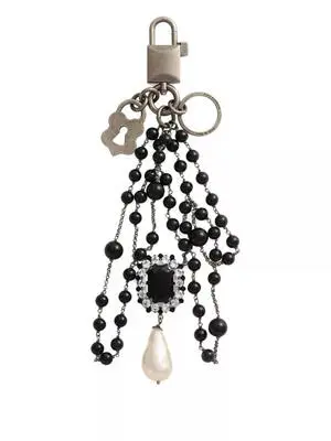 Dolce & Gabbana Padlock Beaded Keyring - Silver