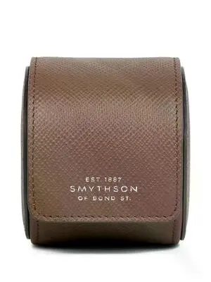 Smythson Panama Leather Single Watch Roll - Brown