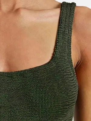 Hunza G Square-neck Textured Swimsuit - Green