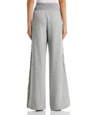 Cinq À Sept Ruffled Rhinestone Trim Pants