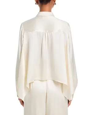 Cinq À Sept Georgia Satin Stripe Top - Ivory