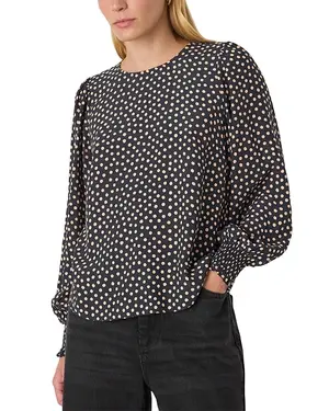 Whistles Spot Shirred Cuff Blouse