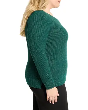 NIC+ZOE Shimmer Waffle V-neck Sweater