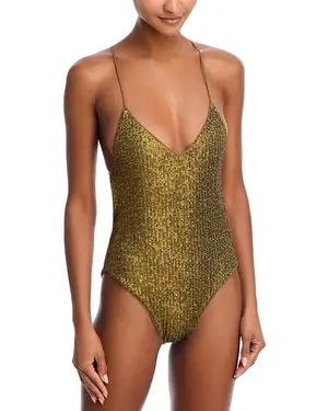 Norma Kamali Low Back Slip Mio One Piece Swimsuit - Bark