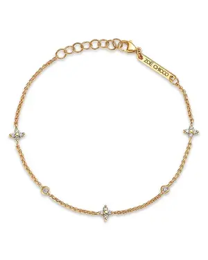 Zoe Chicco 14k Yellow Diamond Flower Chain Bracelet - Gold
