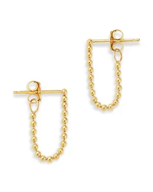 Zoe Chicco 14k Yellow Beaded Chain Huggie Hoop Earrings