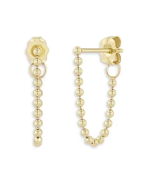 Zoe Chicco 14k Yellow Beaded Chain Huggie Hoop Earrings