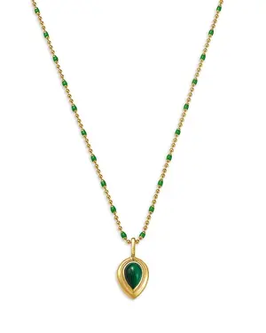 Zoe Chicco 14k Yellow Gold Malachite & Enamel Pendant Necklace - Gold/green