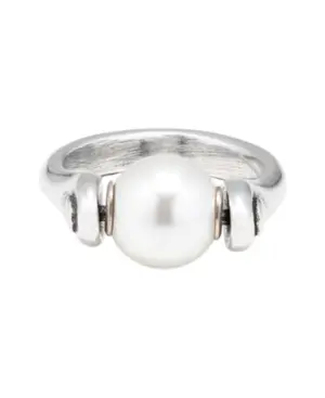 UNODE50 Sterling Plated Ring With Pearl Accent - Silver