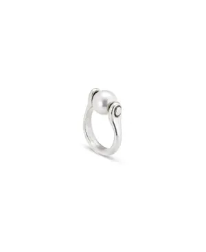 UNODE50 Sterling Plated Ring With Pearl Accent - Silver