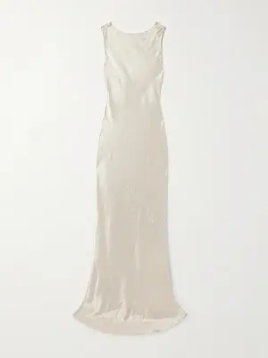 ABADIA Hammered-satin Gown - Silver
