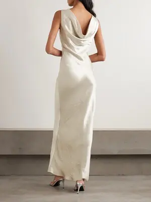 ABADIA Hammered-satin Gown - Silver