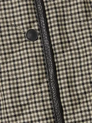 Purdey Abbot Houndstooth Quilted Wool Jacket With Leather Trims