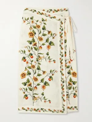 Agua Bendita Luna Floral-print Linen Pareo - Multi