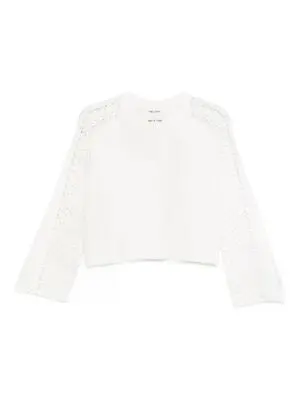 FORTE_FORTE Openwork-sleeve Cardigan - White