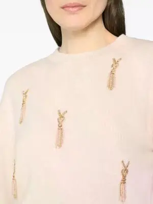 GENNY Tassel-embellished Knitted Top