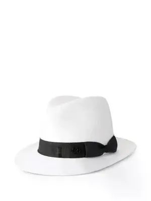 MAISON MICHEL Logo-plaque Wide Brim Hat - White