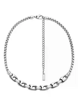 Diesel Oval-logo Chain Necklace - Silver