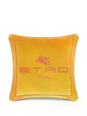 Etro Embroidered-pegaso Cushion - Yellow