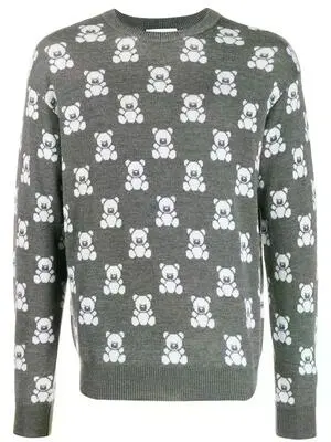 Moschino Teddy Bear Intarsia Jumper - Grey